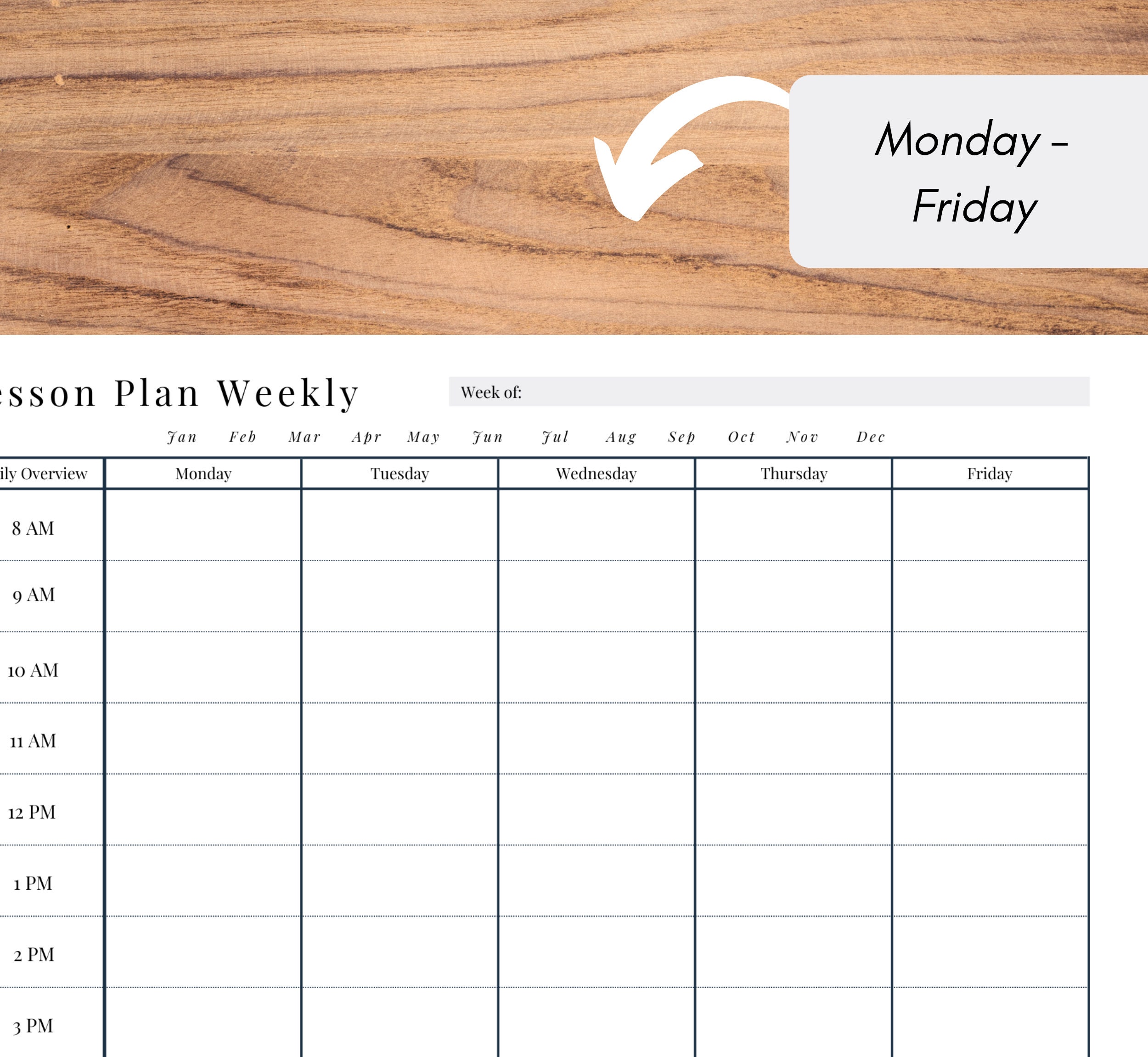 Weekly Lesson Plan Overview, Printable Time Blocked Lesson Plan ...