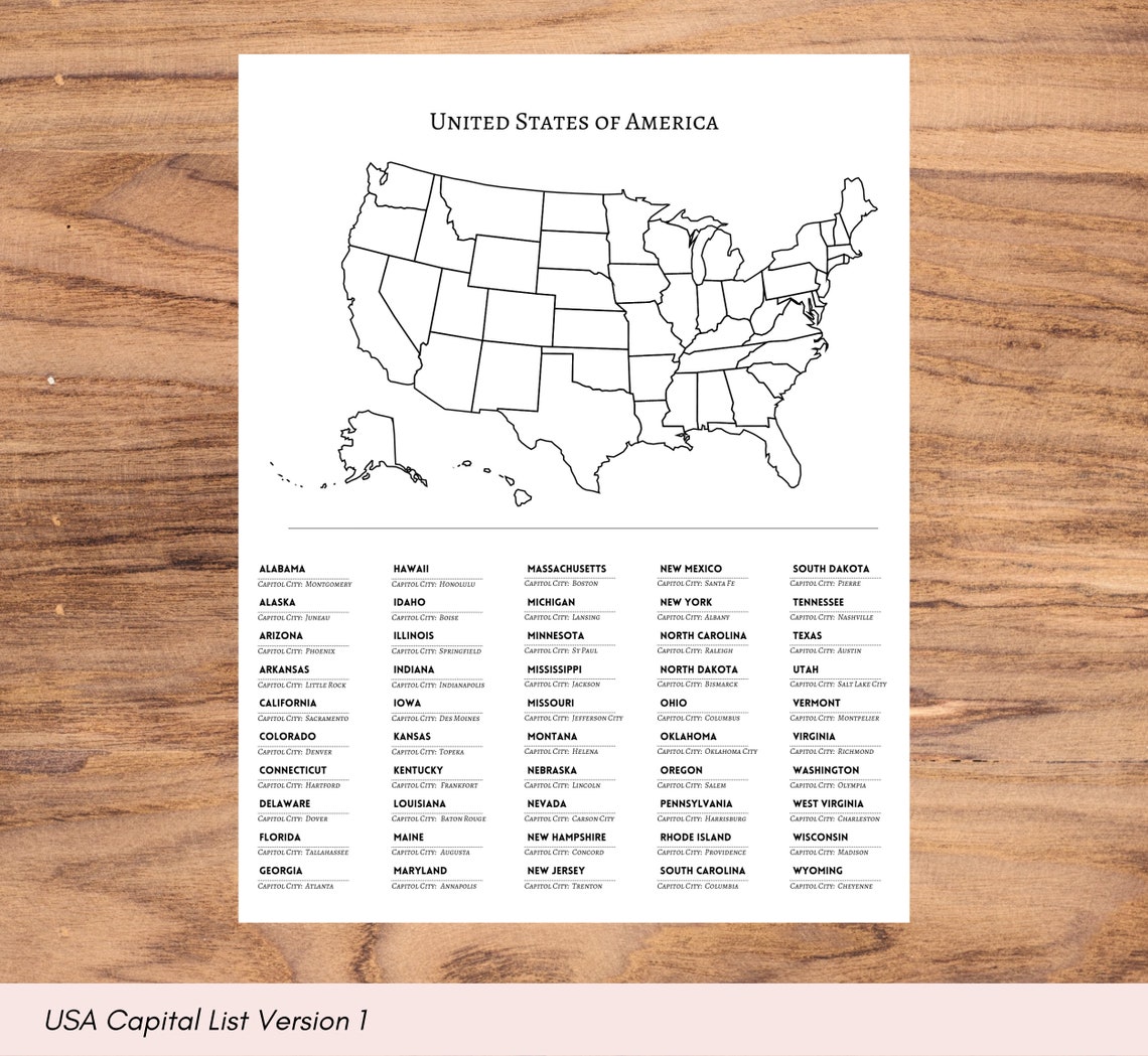 USA Capital Lesson Plan Activities, Educational Matching Game, State ...