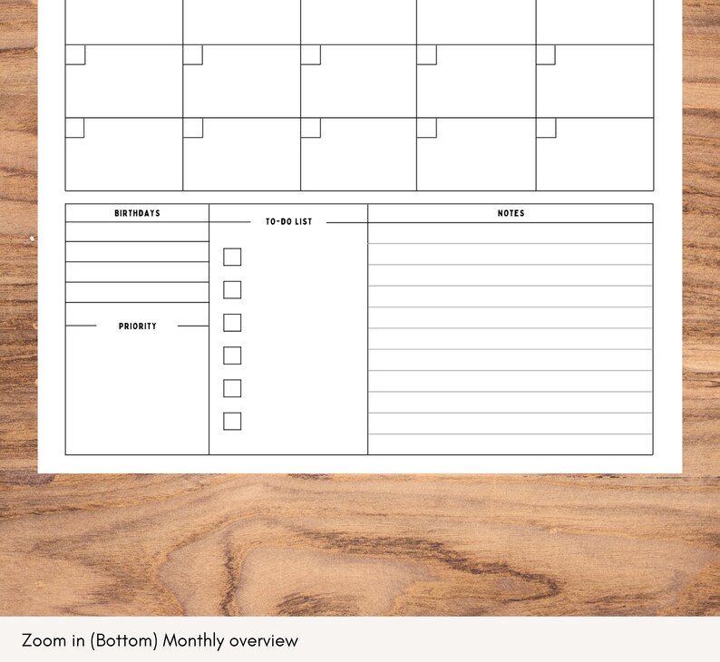 Undated Monthly Planner Printable, Month Calendar, Yearly Overview ...