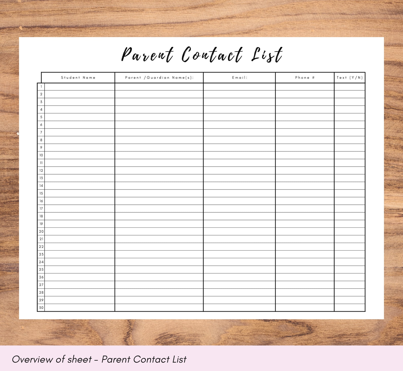 Parent Contact List, Parent Contact Form, Parent Teacher Conference ...