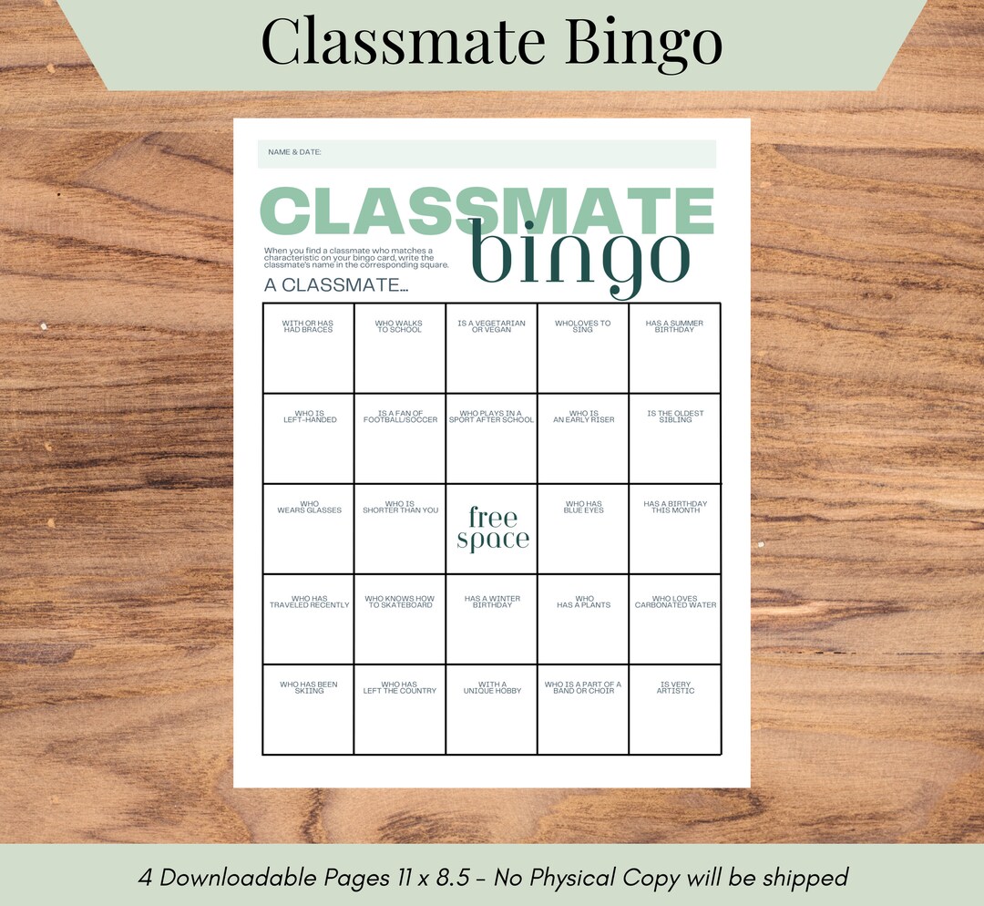 Classmate Bingo, Fun Classroom Games, Get to Know Your Classmate ...
