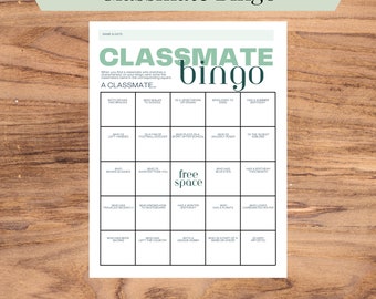 Classmate Bingo Get to Know Your Classmates Game PDF Instant Download ...