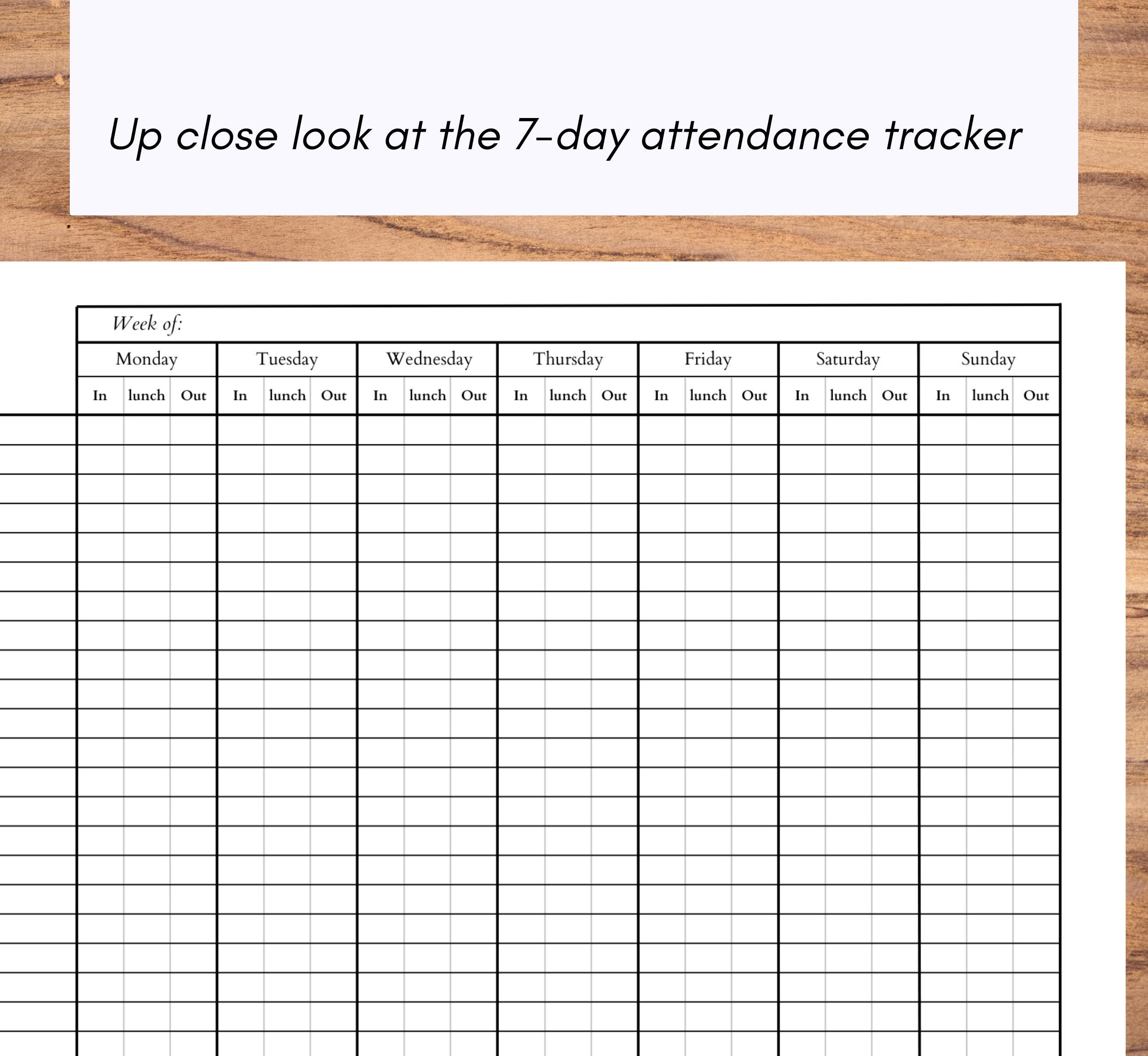 Sign-in & Sign-out Sheet With Lunch Break, Sign-in Template, Daily Sign ...