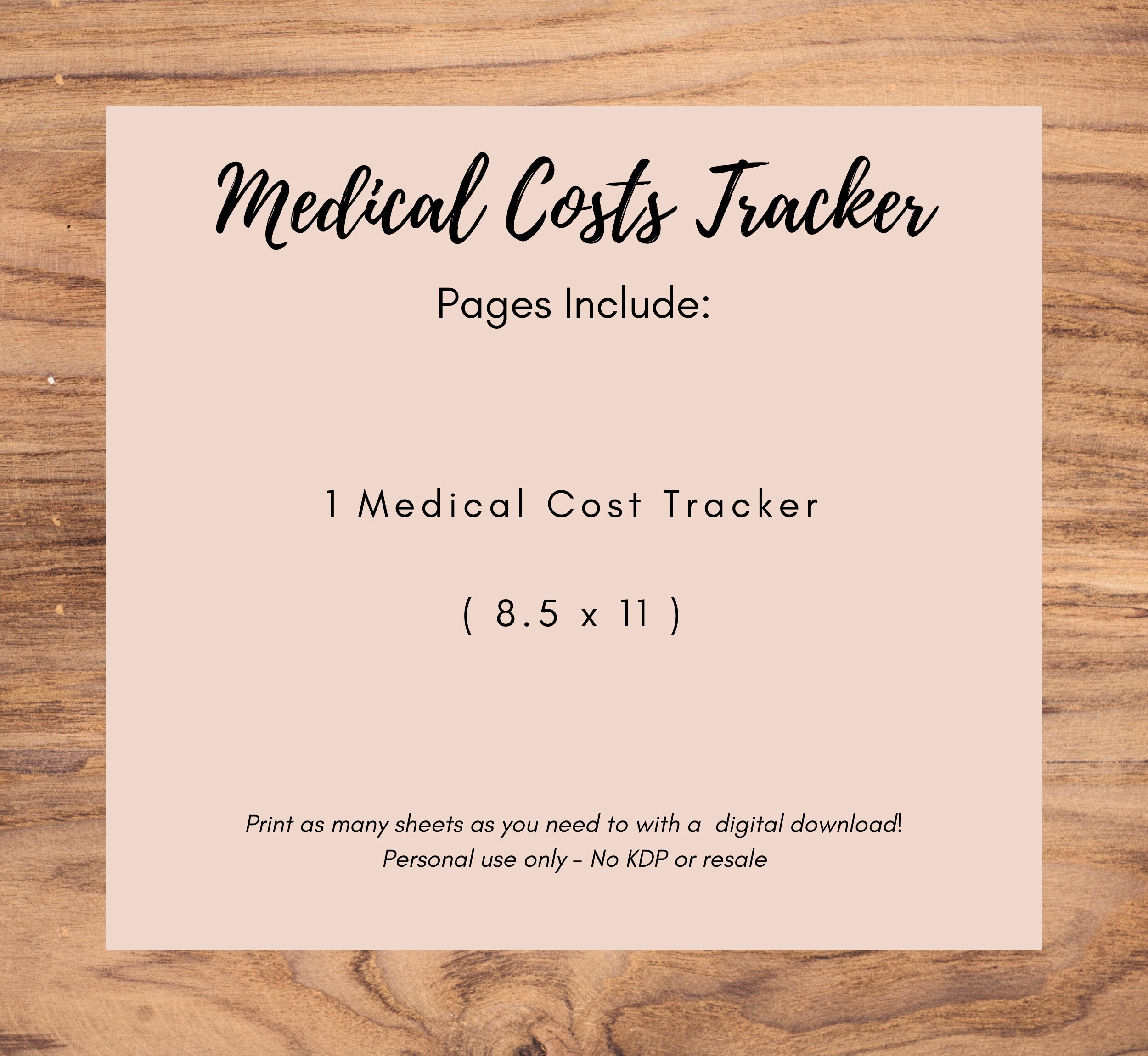 Medical Cost Financial Tracker, Printable Bill Payment, Medical Bill ...