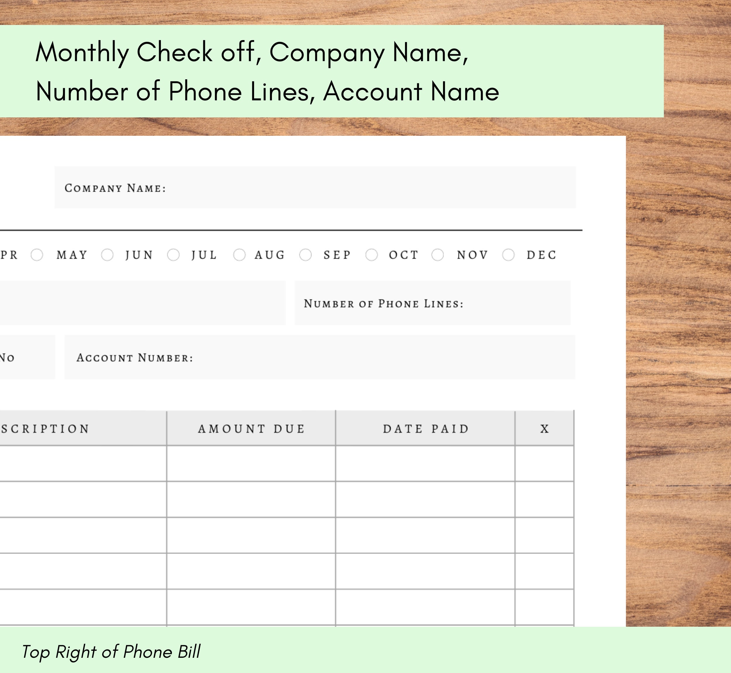 Phone Bill Tracker Printable, Cell Phone Bill, Monthly Bill Payment ...