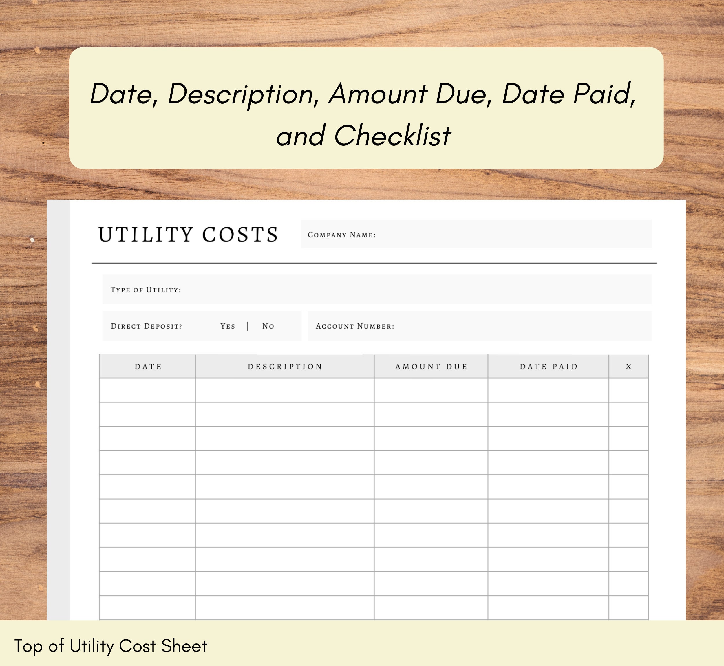 Utility Costs Tracker Printable, Bill Payment, Bill Planner Printable ...