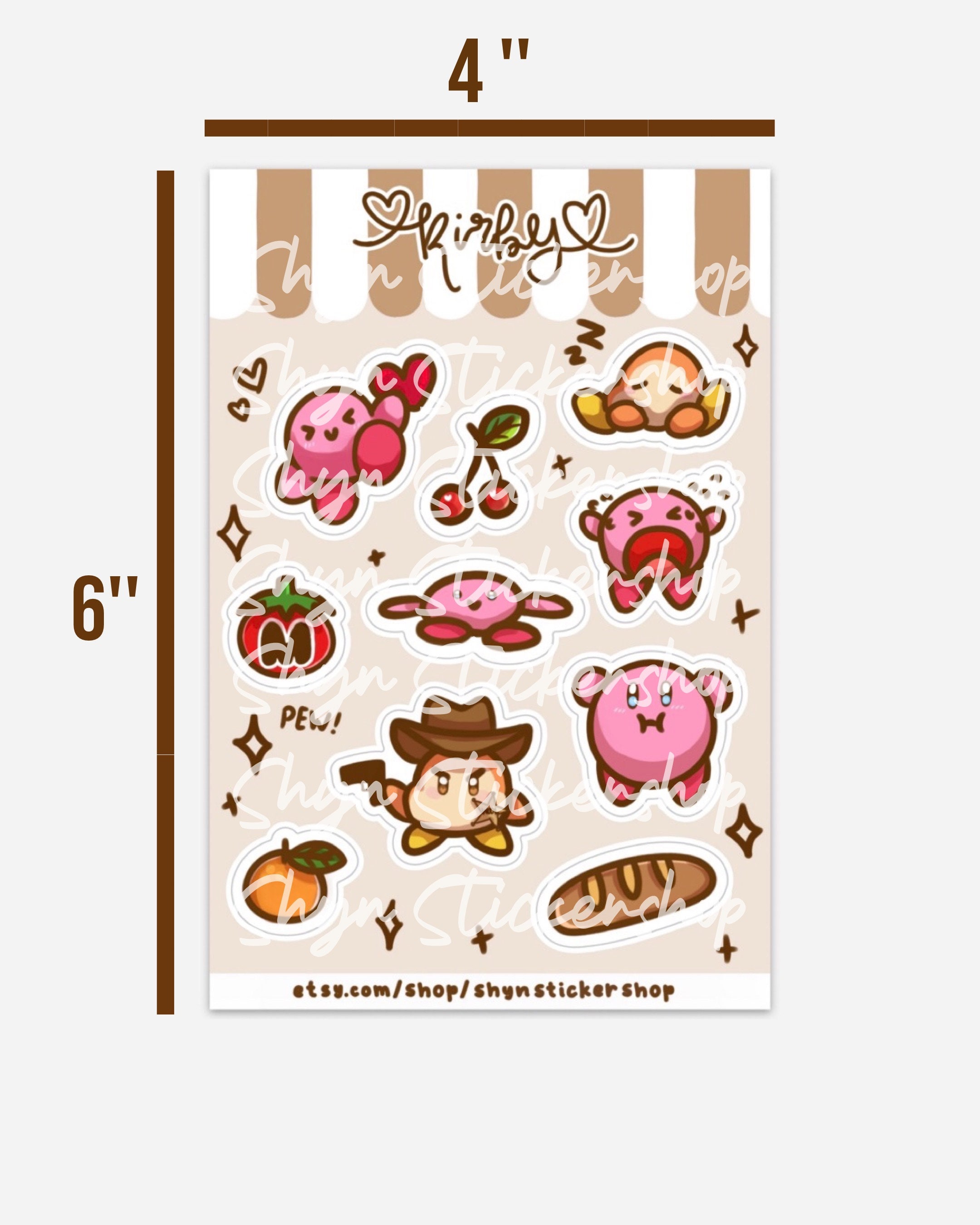 Kirby Sticker Sheet - Die-cut, Matte Vinyl Stickers - Etsy