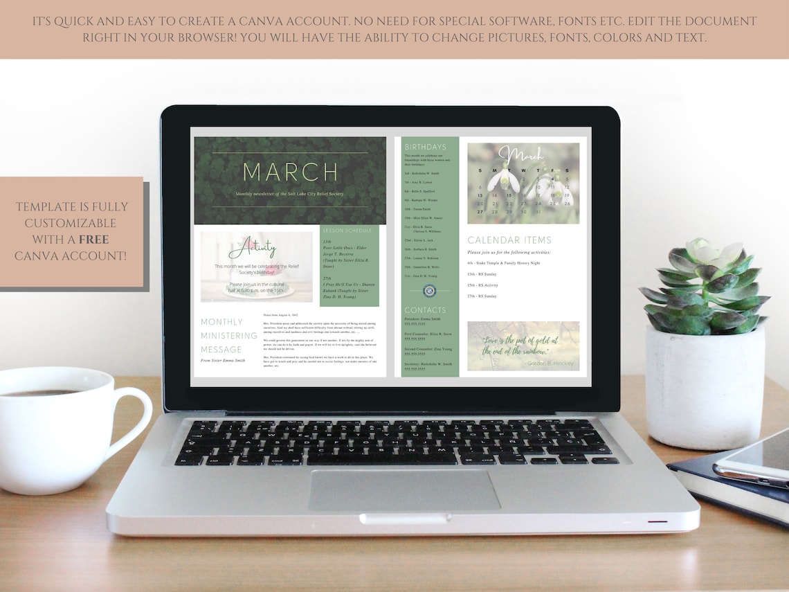 Relief Society Newsletter Template/ Young Women Newsletter/ 2024 ...