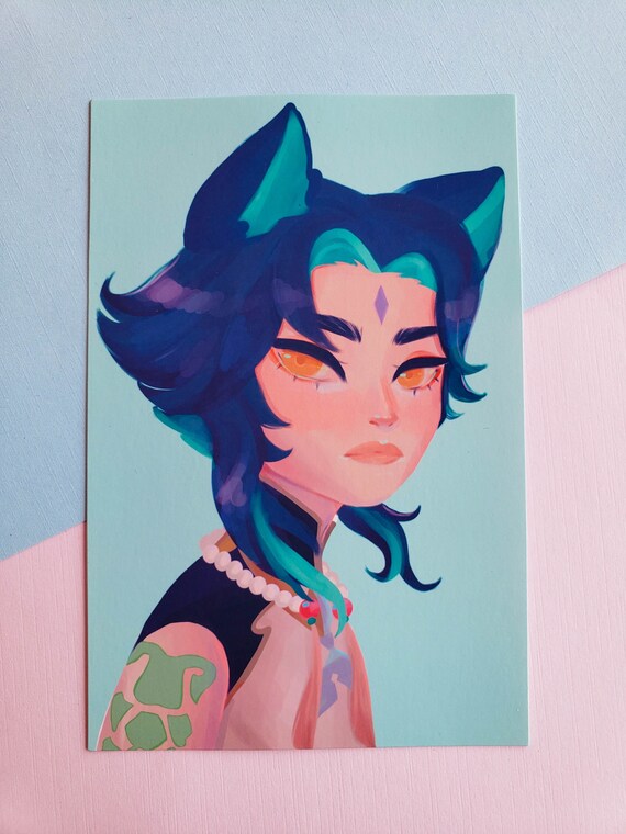 Genshin Impact Catboy Xiao 4x6 Postcard Print | Etsy