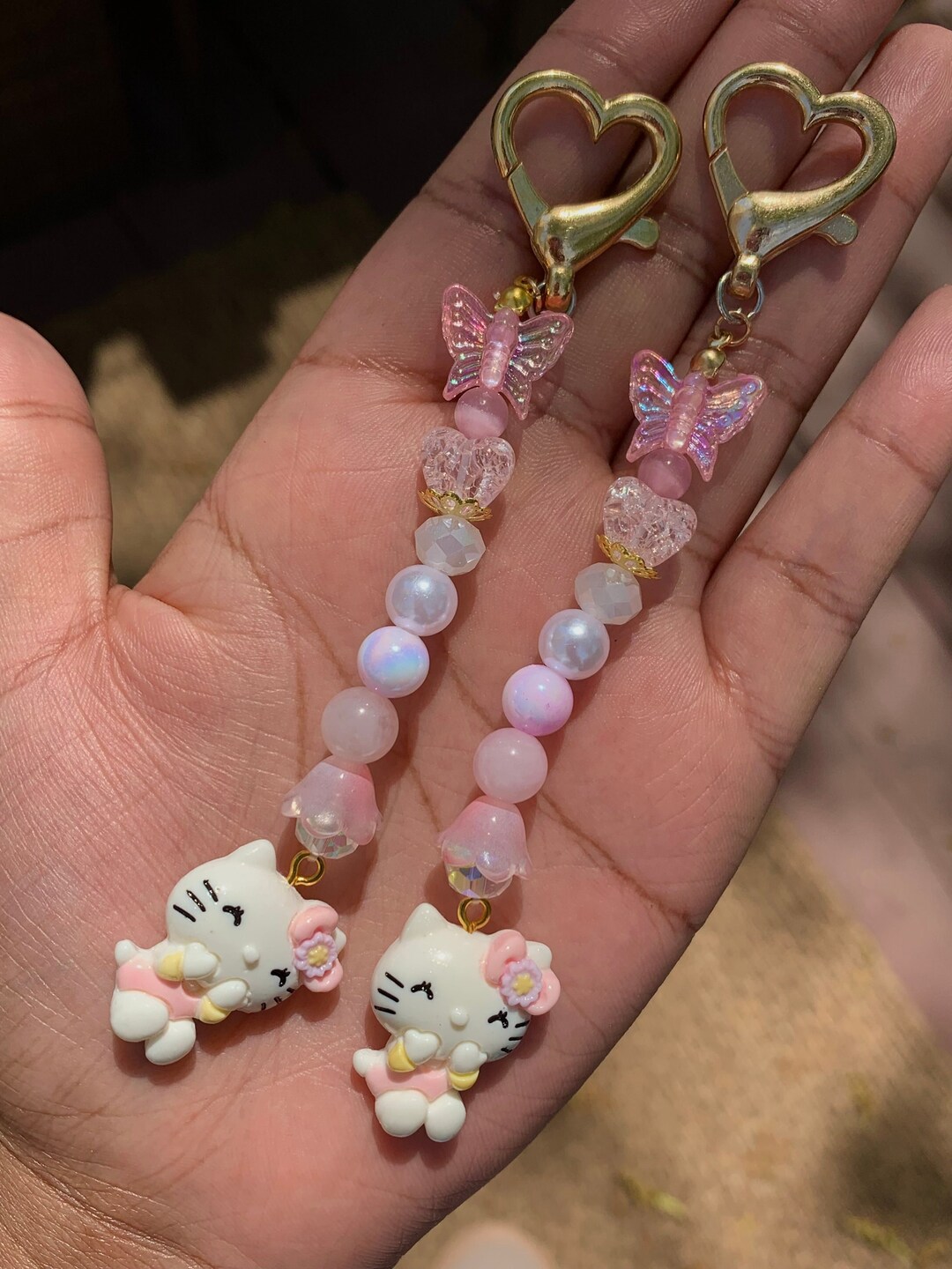 Pretty Pink Hello Kitty Handmade Keychain, Sanrio Hello Kitty Keychain ...