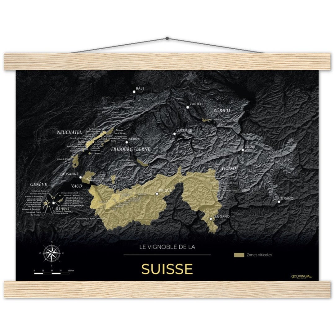 Wine and Vineyard Map Switzerland Poster With Hangers - Etsy