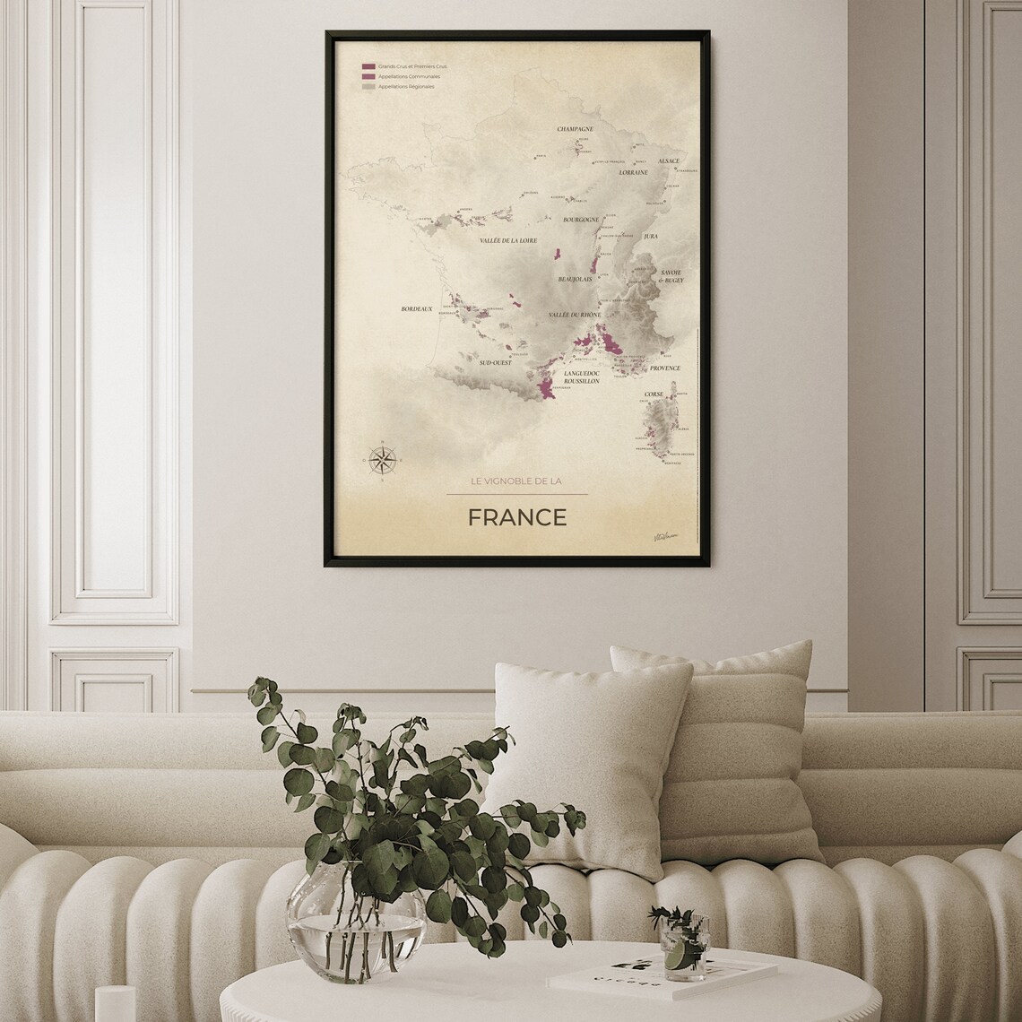 Wine Map and Vineyards of France Poster 50x70 Vintage - Etsy