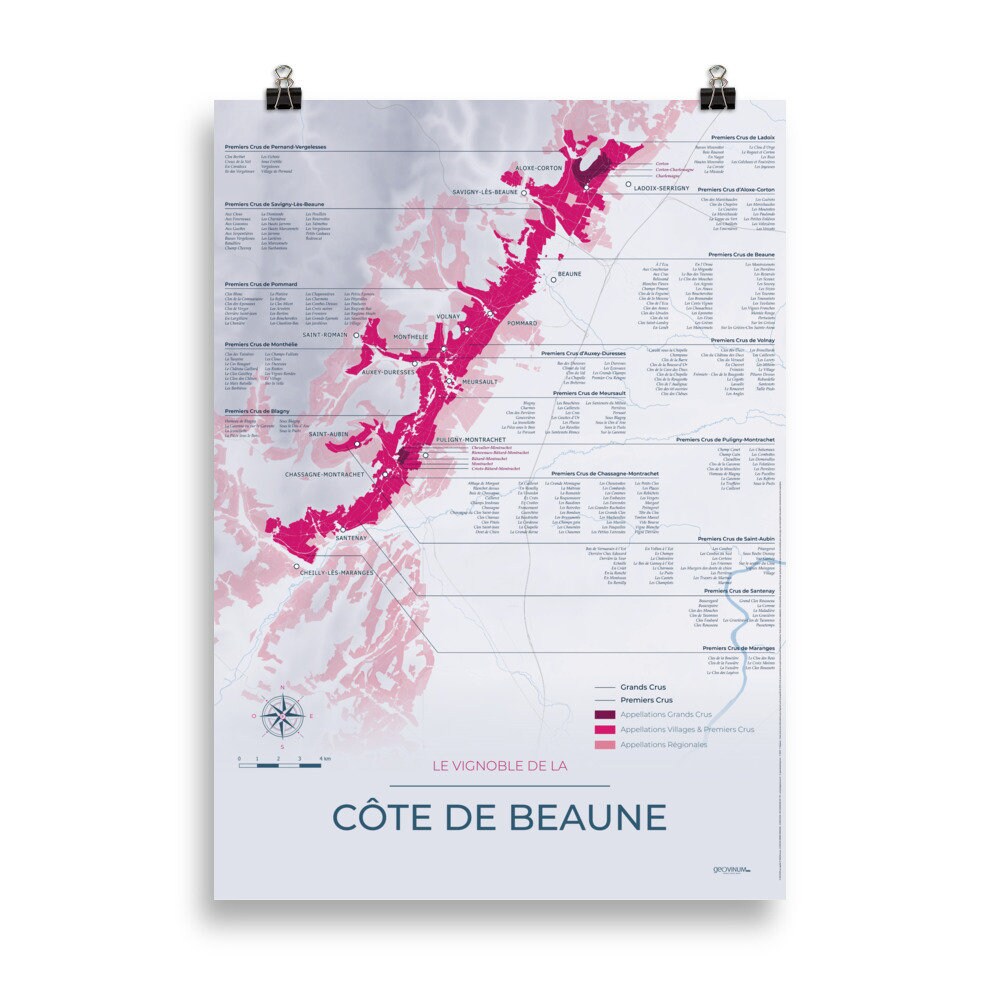 Côte De Beaune Wine and Vineyard Map Poster 50x70 Modern - Etsy
