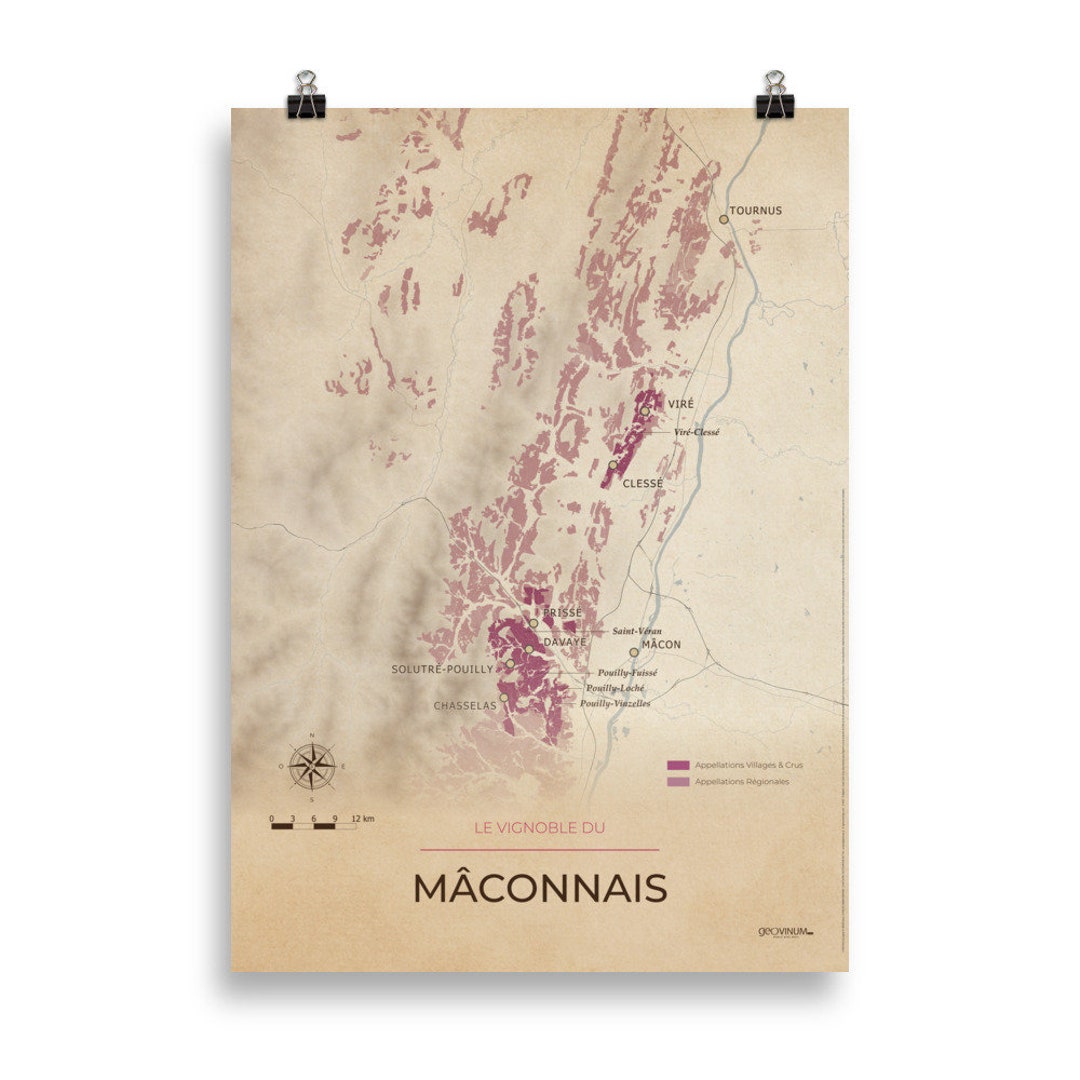 Wine Map and Vineyards of Maconnais Poster 50x70 Vintage - Etsy