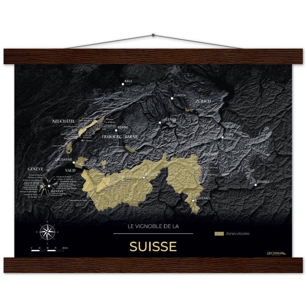 Wine and Vineyard Map Switzerland Poster With Hangers - Etsy