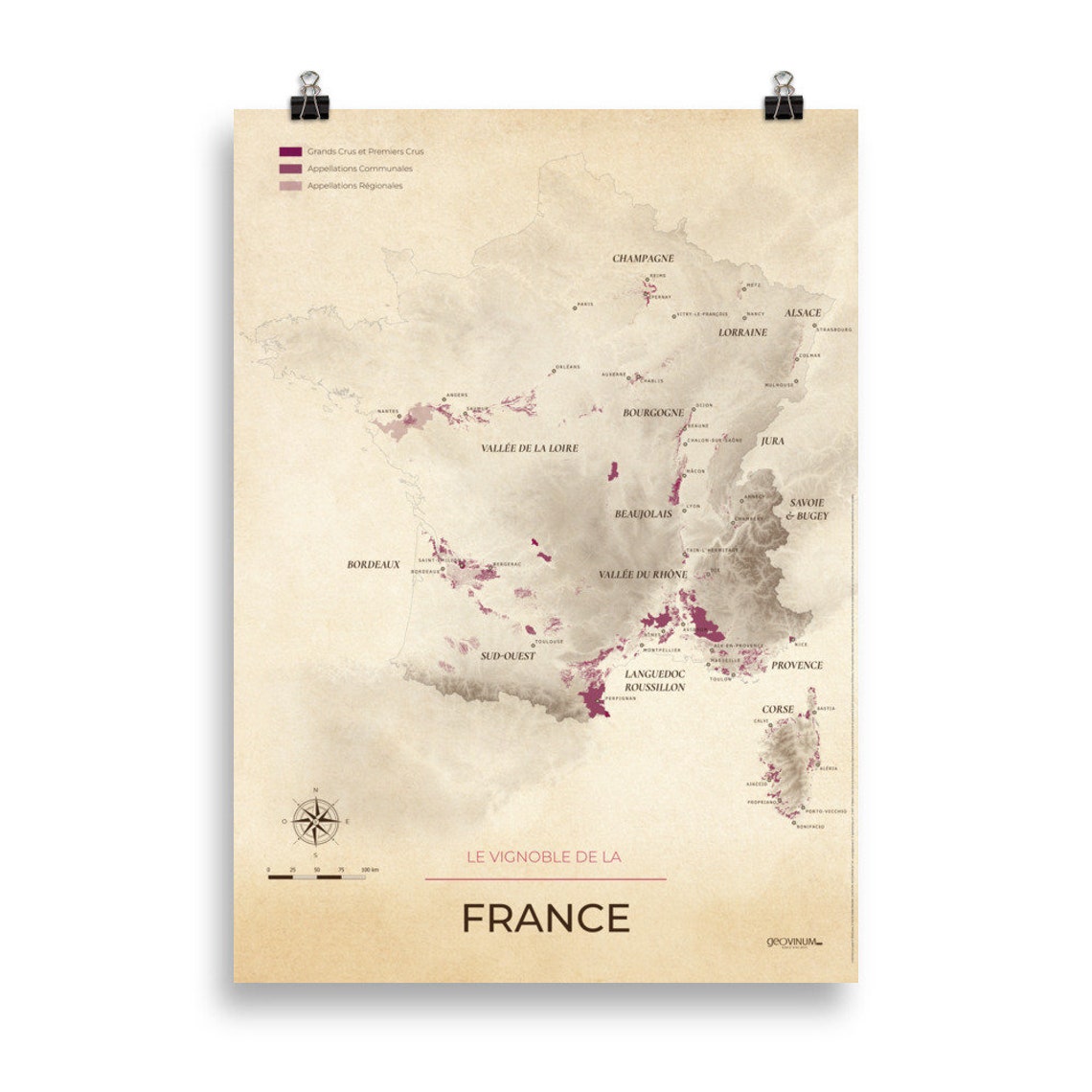Wine Map and Vineyards of France Poster 50x70 Vintage - Etsy