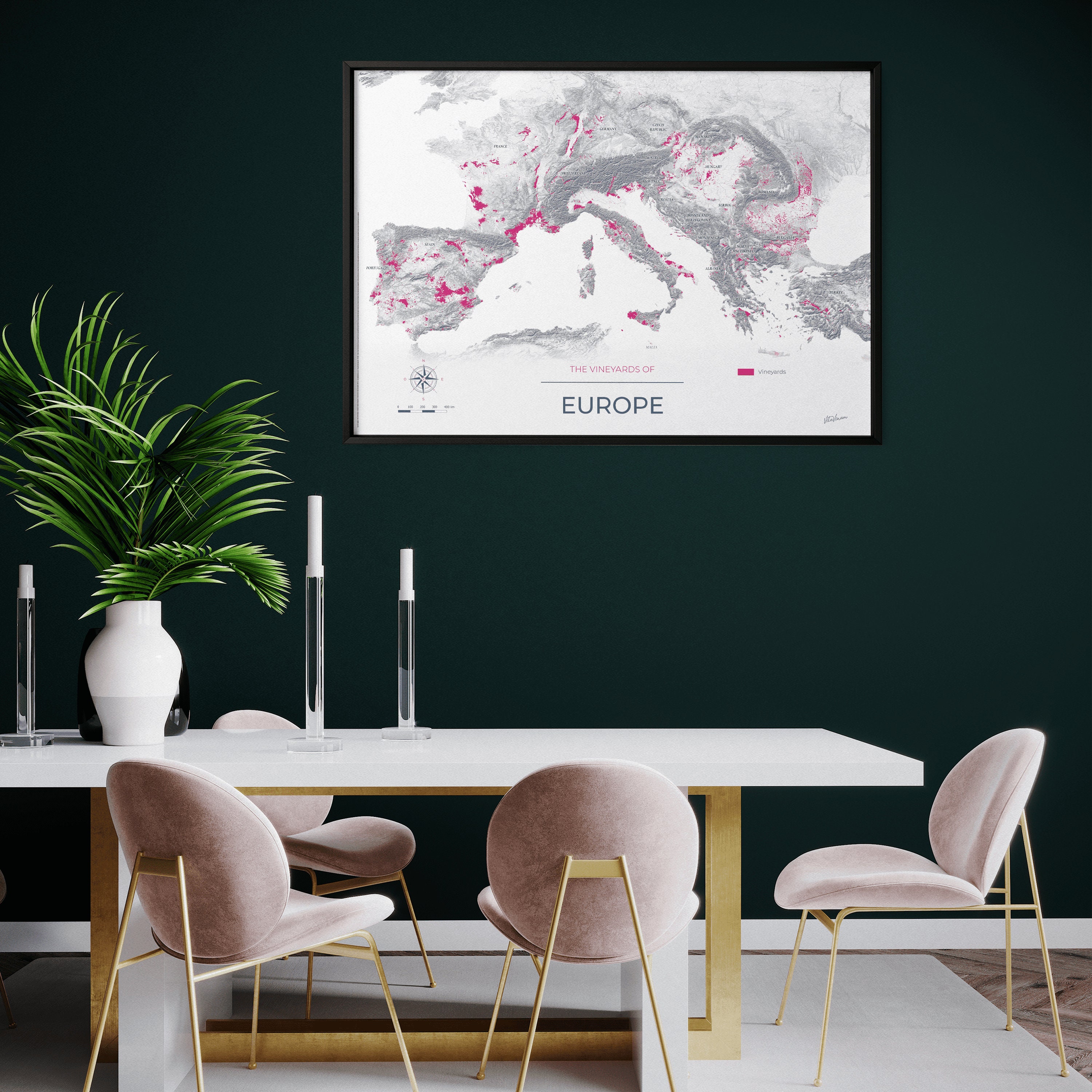 Wine Map and Vineyards of Europe Poster 50x70 Modern - Etsy Ireland