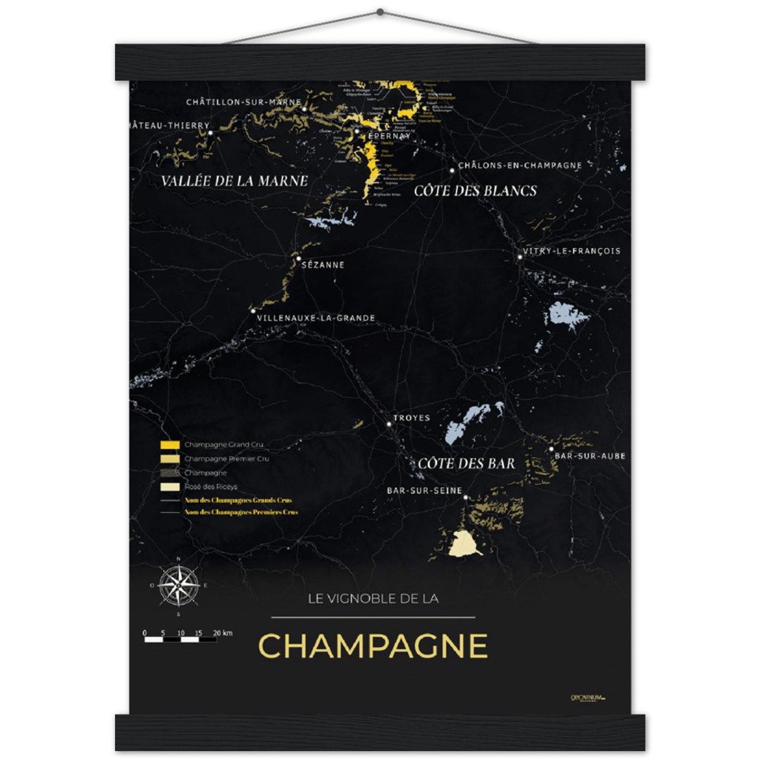 Map of Wines and Vineyards Champagne - Poster With Hangers - Etsy