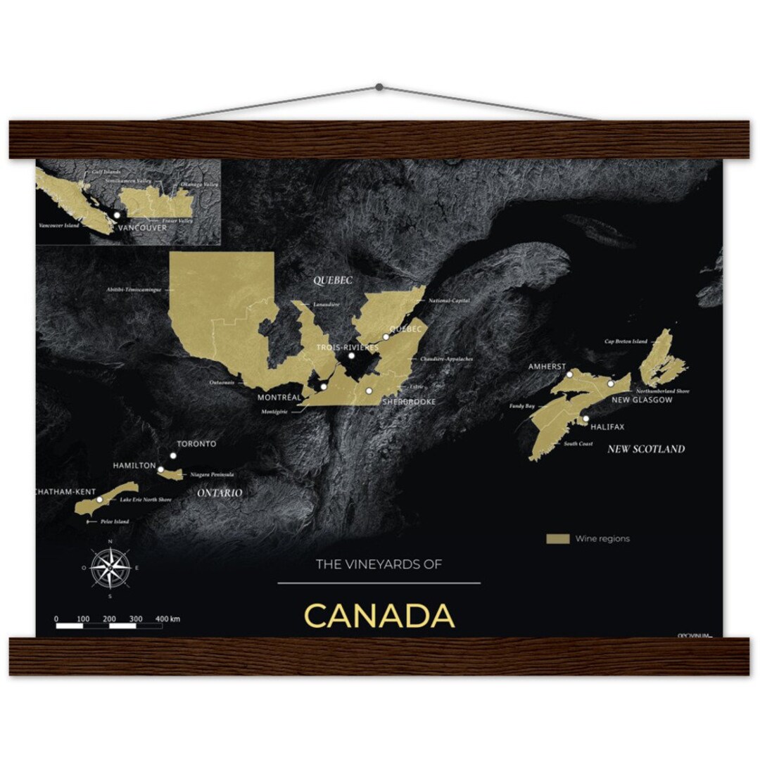 Map of Wines and Vineyards Canada Poster With Hangers - Etsy