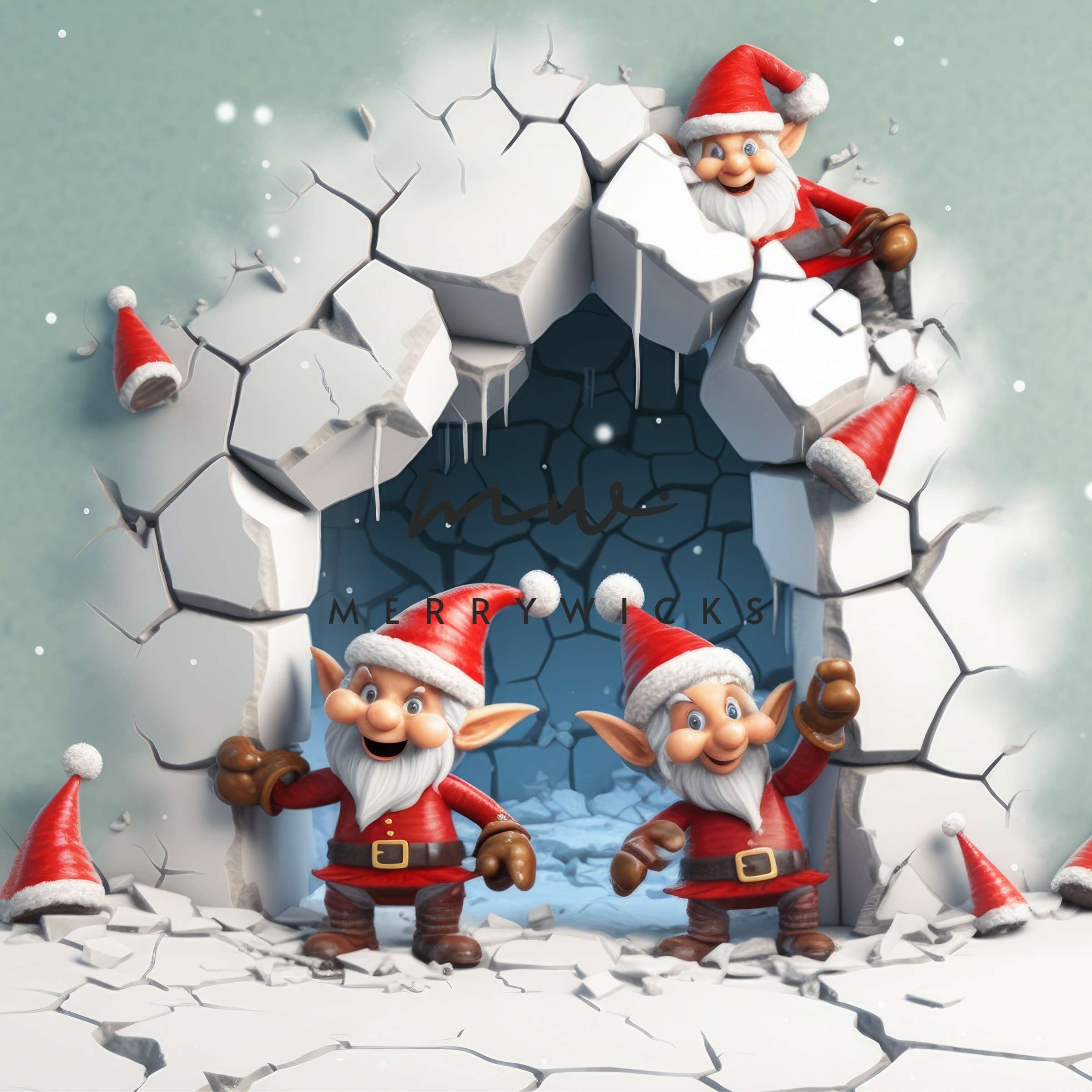 3D Tumbler Wrap Sublimation Design, Digital, 3D Santa Elves Bursting ...