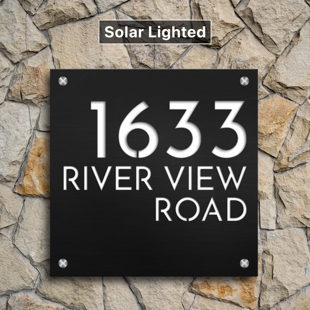 20 X 20 Solar Lighted House Number Address Sign, House Numbers, Address ...