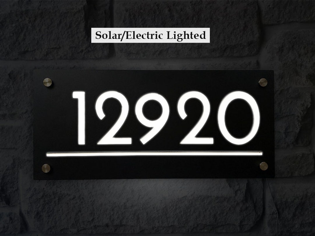 Lighted Modern Address Sign: Solar/electric House Numbers - Etsy