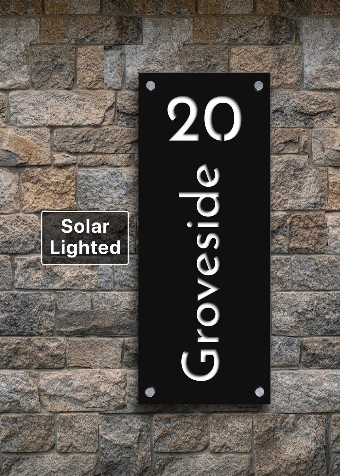 Solar Lighted Address Sign – Modern Illuminated House Numbers – - Etsy