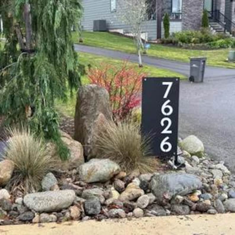 Solar Lighted Address Sign, Modern House Numbers, Lawn or VRBO Sign - Etsy