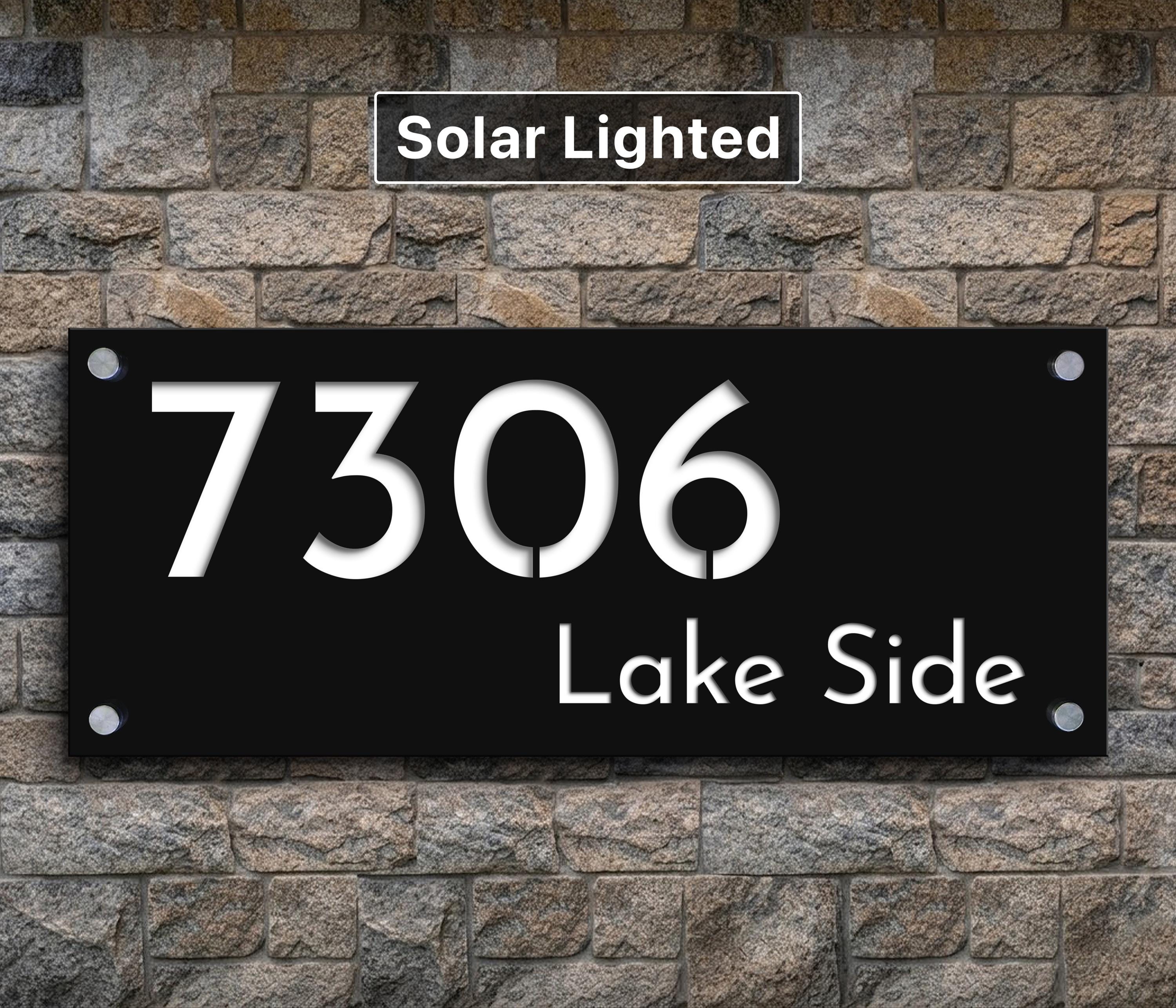 Solar Lighted Address Sign – Modern Illuminated House Numbers – - Etsy
