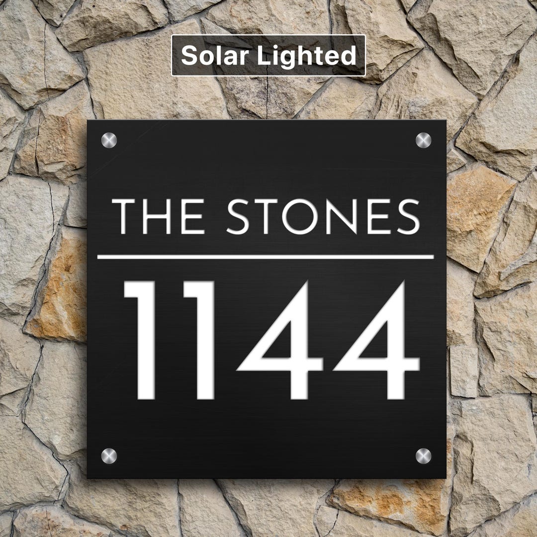 Solar Lighted House Number Address Sign, House Numbers, Address Numbers ...