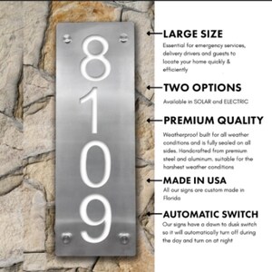 Lighted House Number Sign, Solar or Electric Vertical Home Address Sign ...