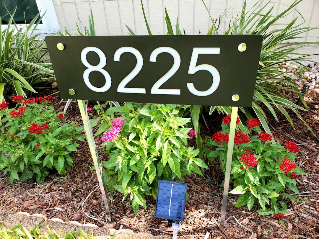 Solar Lighted Address Numbers Sign for House, Yard Address Sign ...