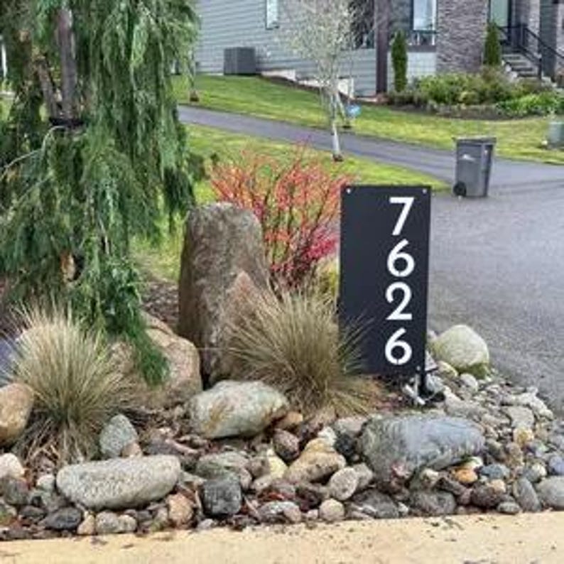 Vertical Address Yard Sign With Stakes - Solar Lighted Customizable ...