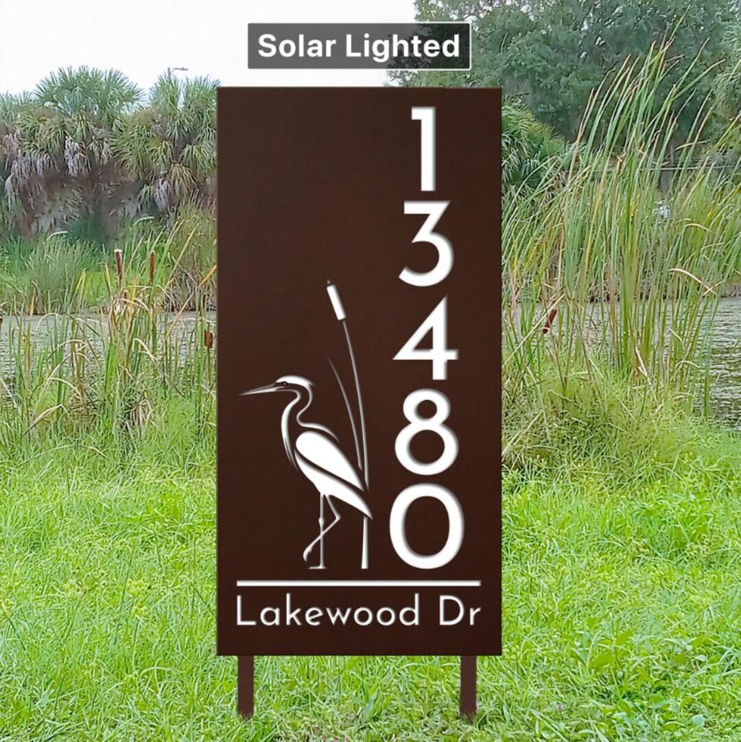 Lake House Address Numbers Sign, Solar Coastal House Address Numbers ...