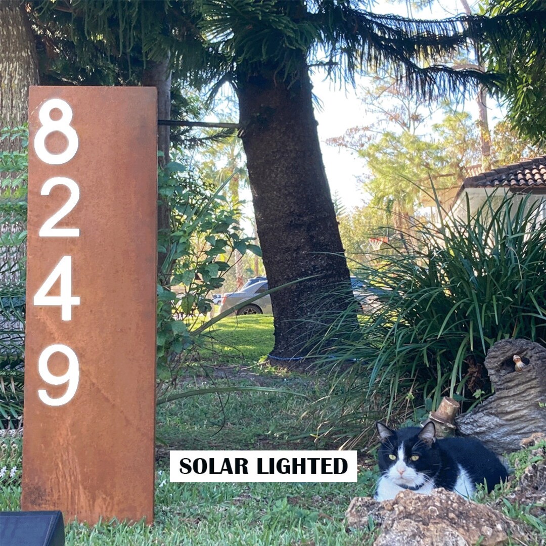 Address Sign for Yard, House Numbers Sign With Stakes, Lighted Address ...