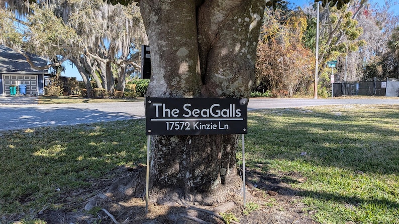 Modern Solar LED Address Sign With Ground Stakes, Waterproof Outdoor ...