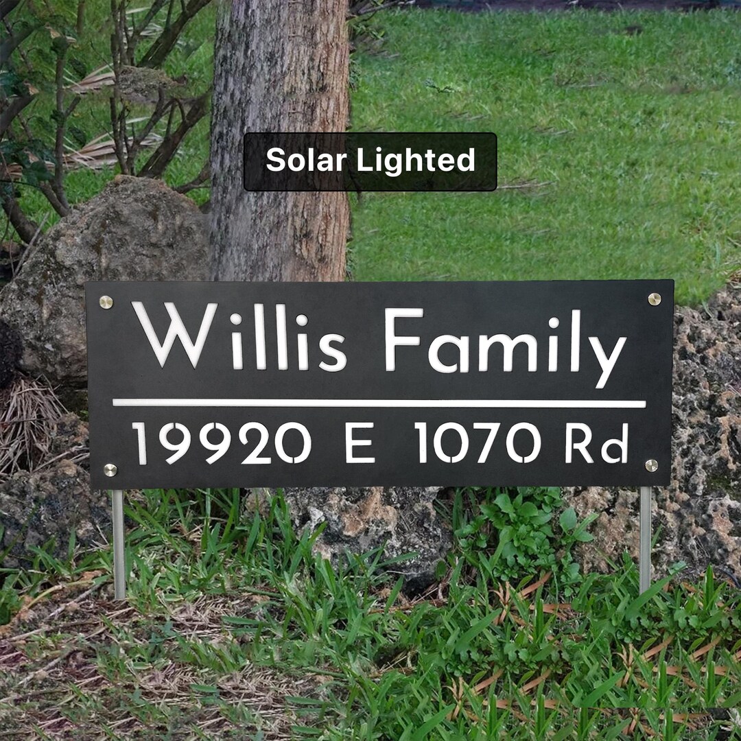 Custom Address Sign , Solar House Numbers, Address Sign for Yard ...