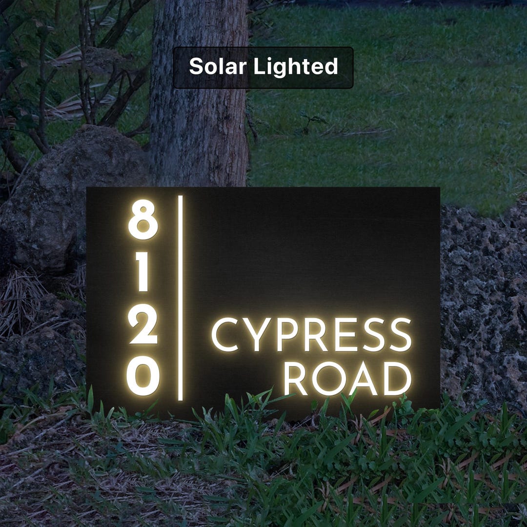 20x30 Solar Address Sign for Yard House Numbers, Air BNB Sign, Yard ...