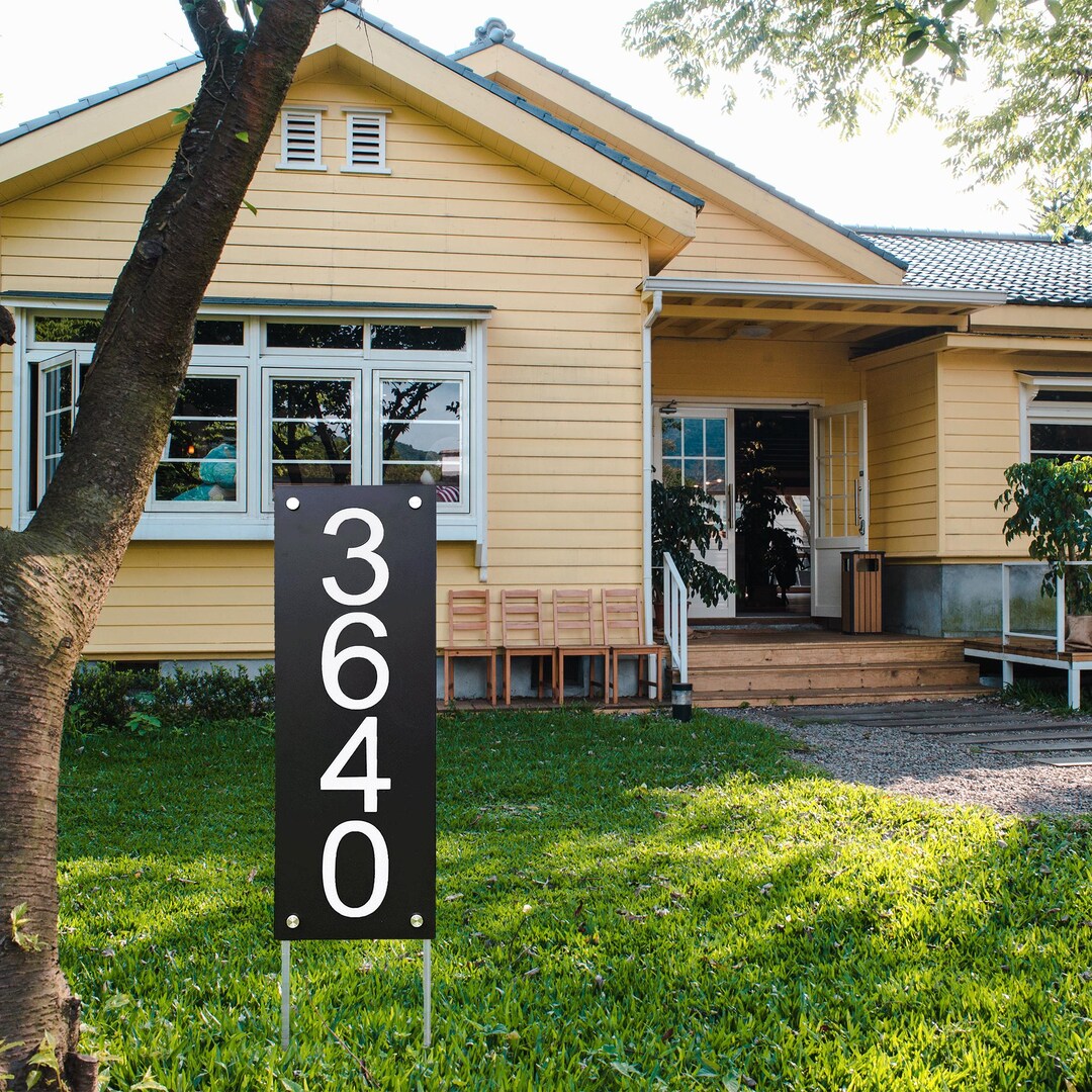 Vertical Solar Address Sign for Yard, Lawn Address Sign With Stakes ...