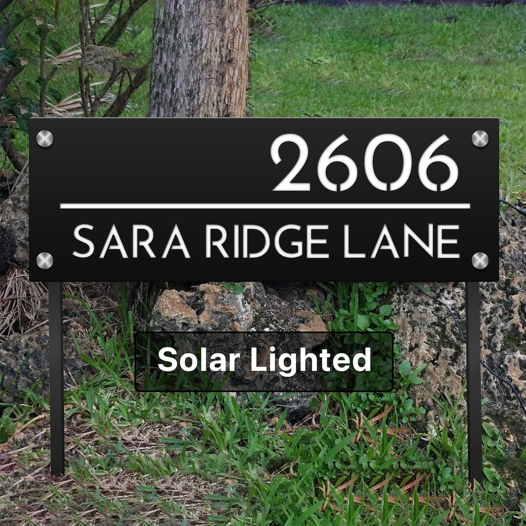 Solar Yard Address Sign , Lawn Address Sign With Stakes, Air BNB ...