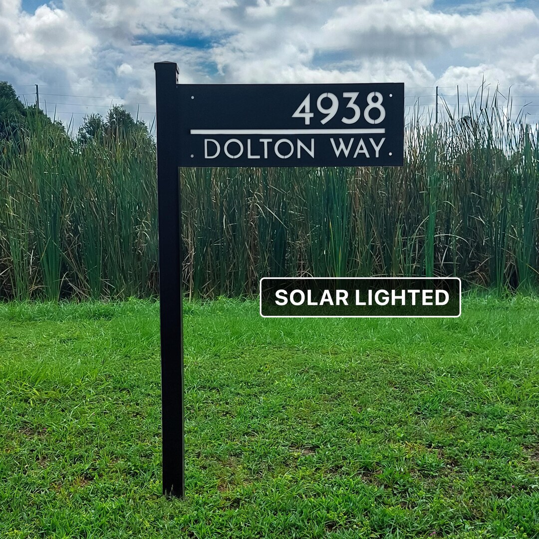 Solar Lighted Address Sign With Post, Custom Sign With Post, Air BNB ...
