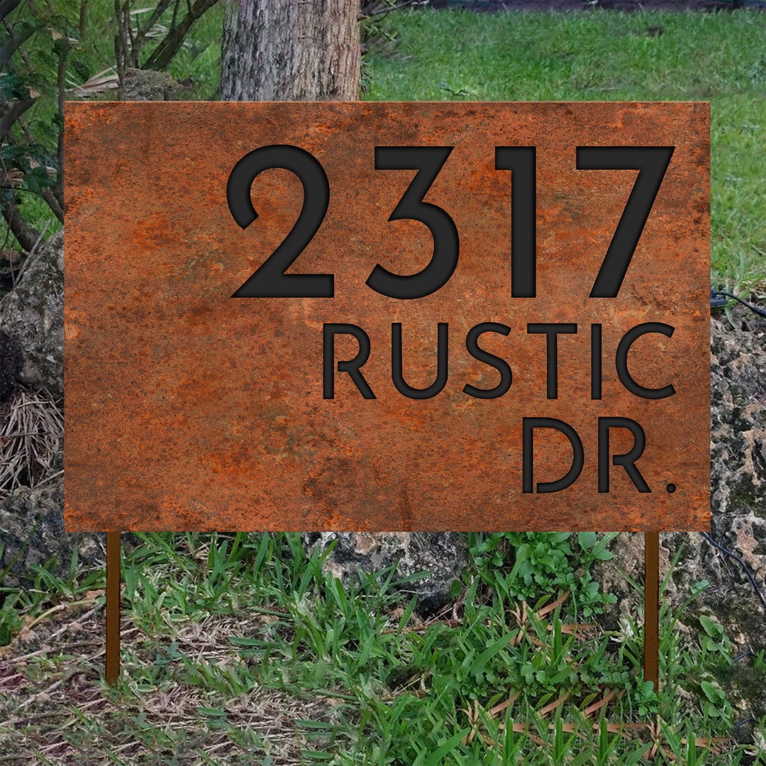 Metal Address Sign, Lawn Address Sign With Stakes, Driveway Address ...