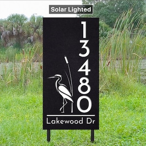 Lake House Address Numbers Sign, Solar Coastal House Address Numbers ...