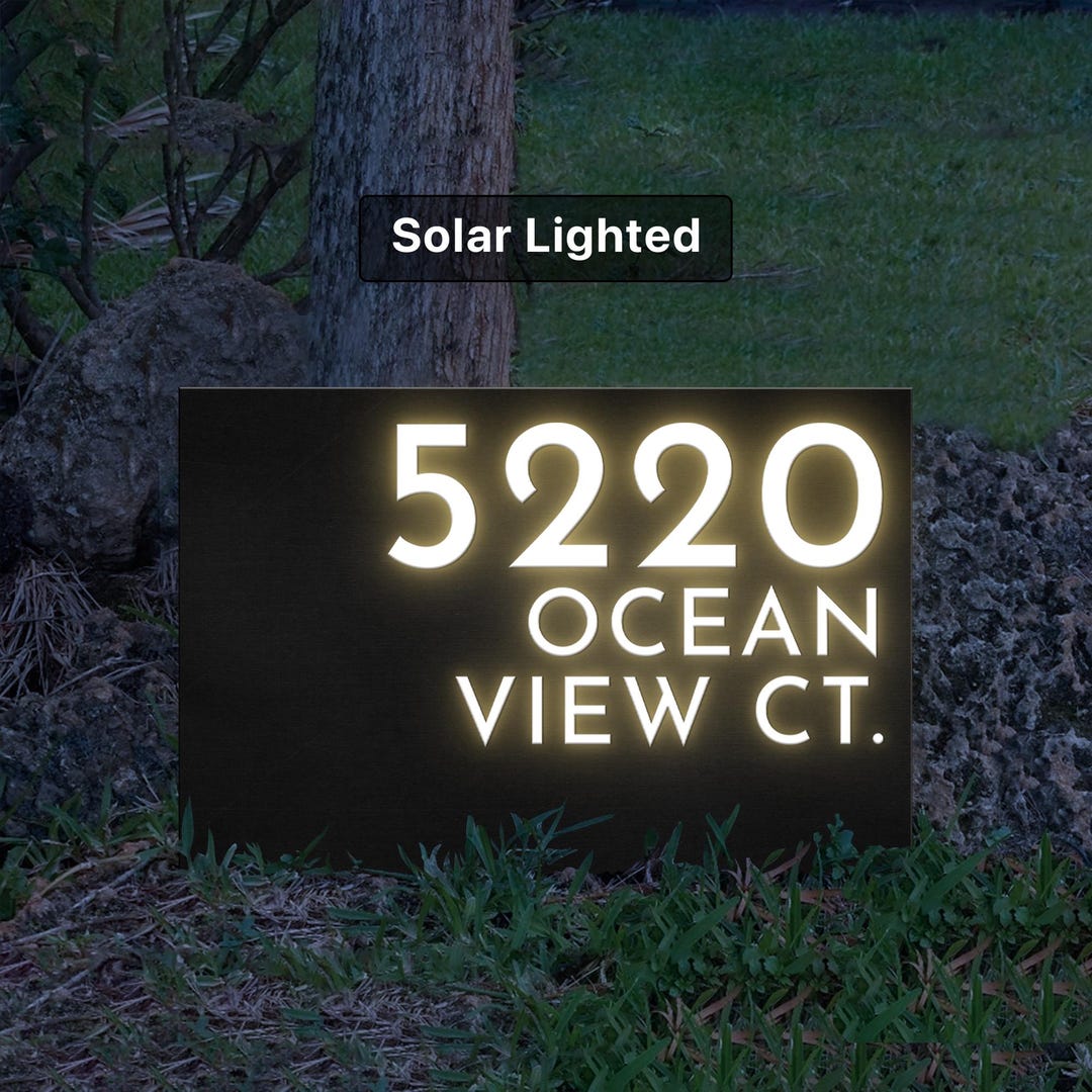 Large Solar Lighted Address Sign With Stakes (20x30) - Etsy