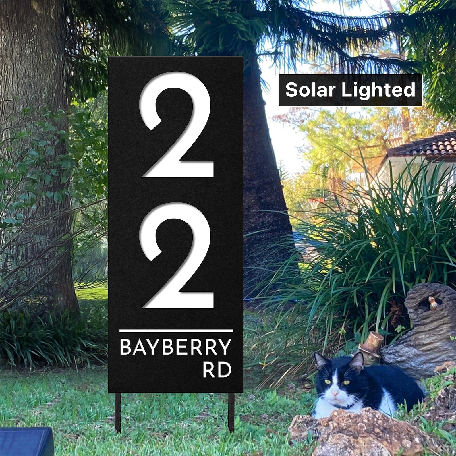 Solar Lighted Address Sign, Modern House Numbers, Lawn or VRBO Sign - Etsy