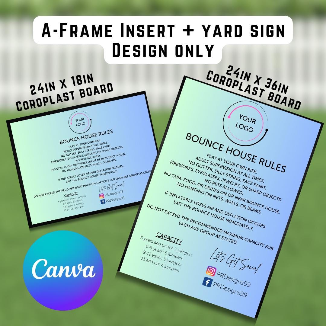 A Frame Sign, Sandwich Board, Bounce House, Modern, Bounce House Rules ...