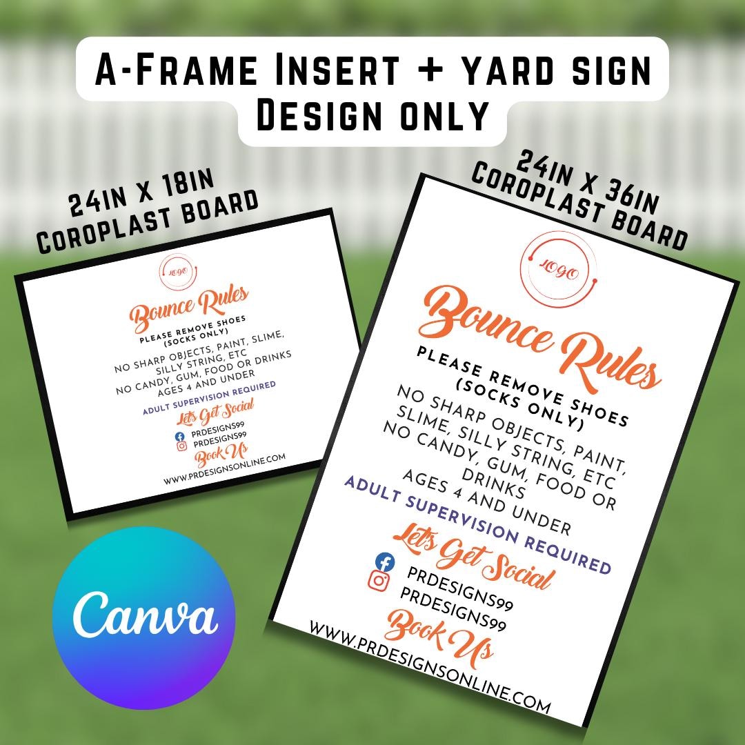 A Frame Sign, Sandwich Board, Bounce House, Modern, Bounce House Rules ...