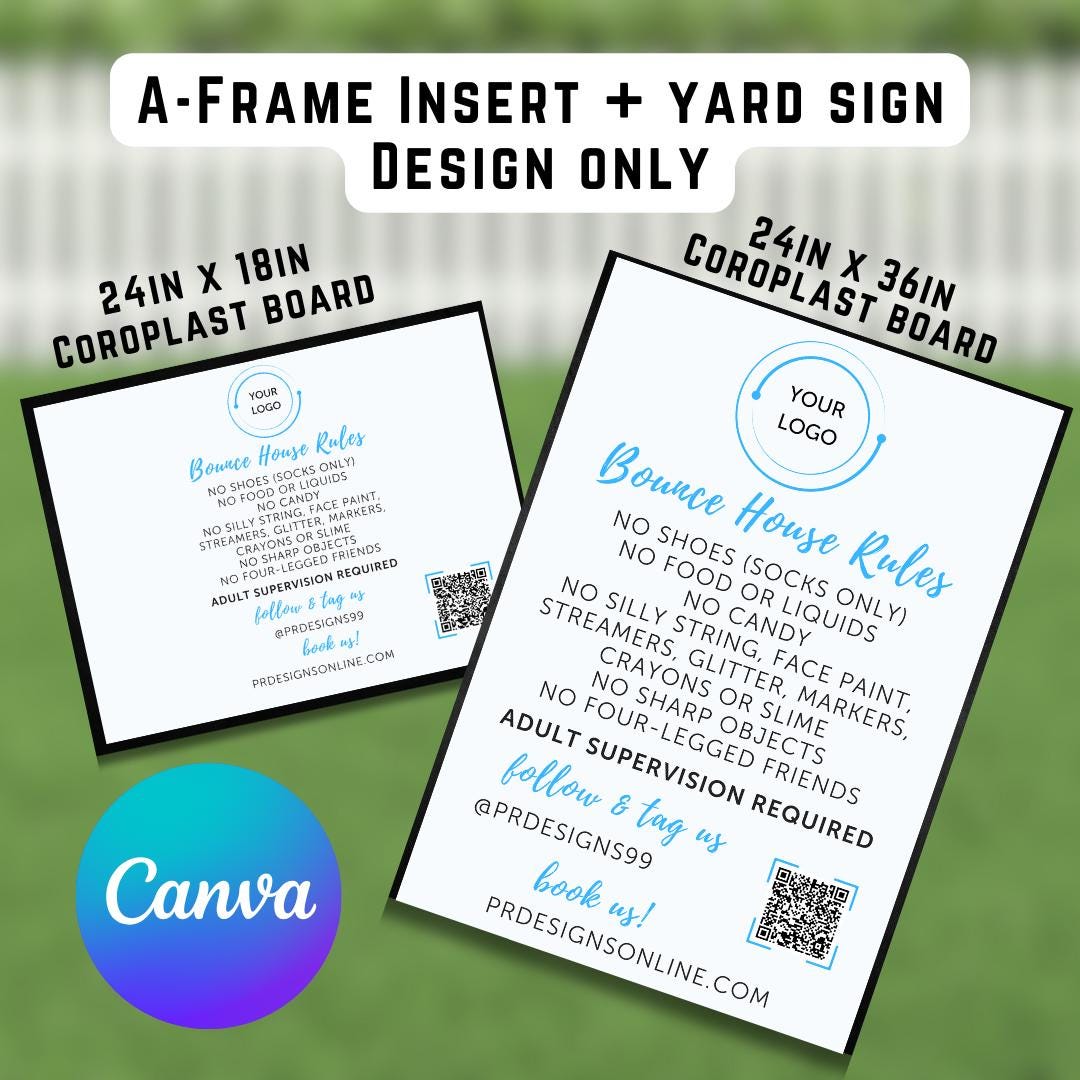 A Frame Sign, Sandwich Board, Bounce House, Modern, Bounce House Rules ...