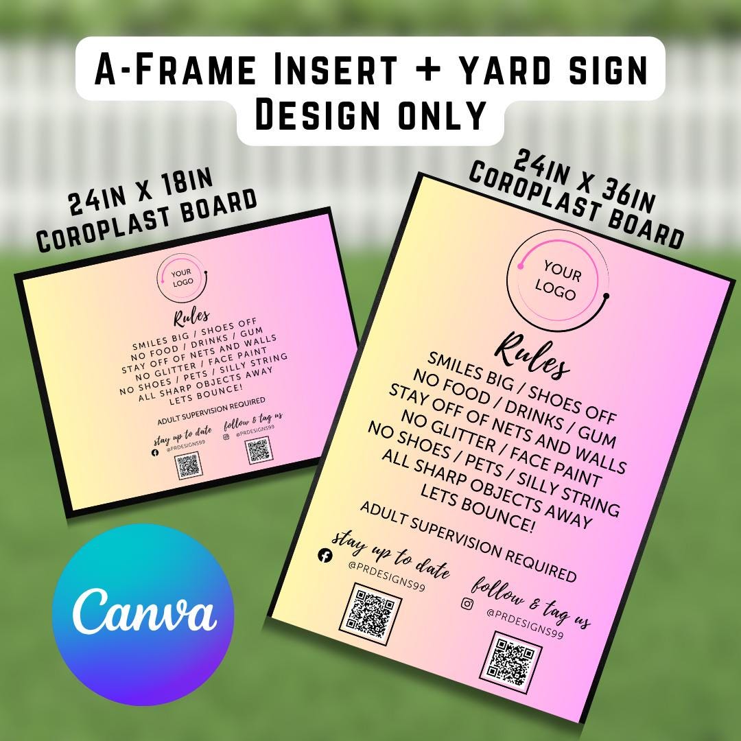 A Frame Sign, Sandwich Board, Bounce House, Modern, Bounce House Rules ...