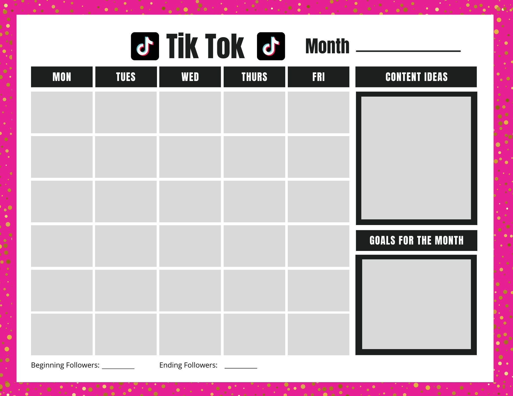 Social Media Planner Printable Download| Social Media Planner TIK TOK ...